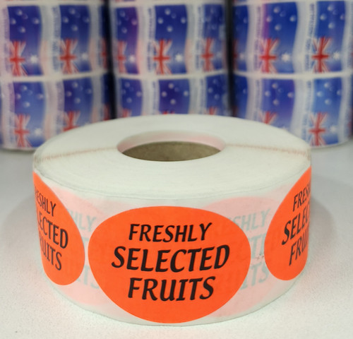 Freshly Selected Fruits Stickers | Large Oval | 1000 Per Roll | CUE BR ...