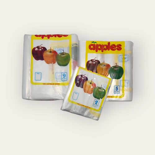 Apple Bags | Multi Colour | Various Sizes | 100 Per Pack | CUE BR Plastics