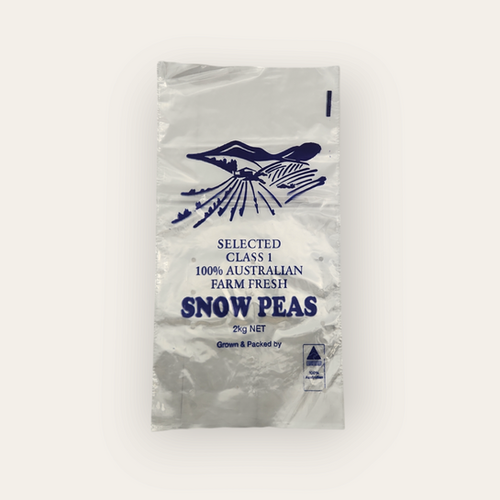 Snow Peas 2kg | 100 Per Pack | 2500 Bags Per Carton | CUE BR Plastics