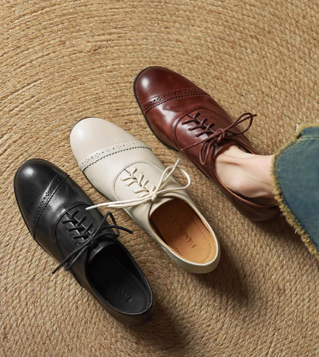 Calf leather diagonal contour brogue lacing shoes | SolitaireC