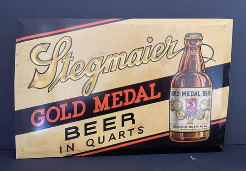 Stegmaier Gold Medal Beer Tin Over Cardboard Sign (#1) - Wilkes-Barre ...