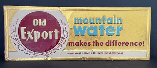Old Export Foil Over Cardboard Beer Sign - Cumberland, MD | VBC