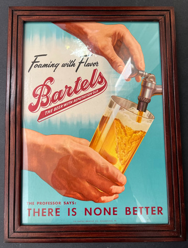 Bartels Beer Framed Cardboard Sign - Edwardsville, PA | VBC