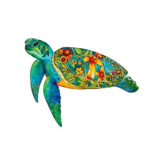 Hawaiian Green Sea Turtle Wall Art Print by Stefani Truyol