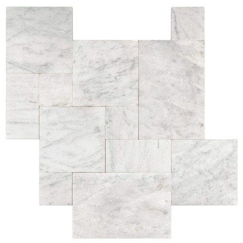 Bianco White Leathered Marble Pavers | Mega Stone