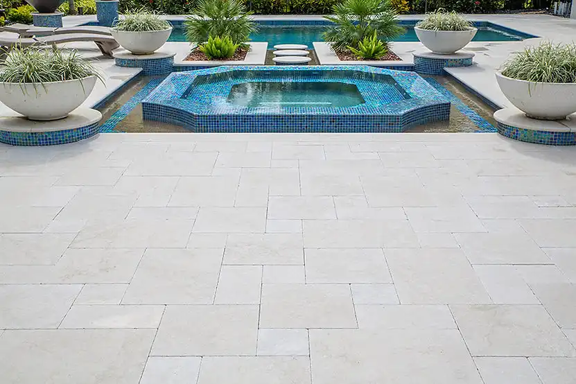 Crema Bella Sandblasted Marble Pavers | Mega Stone