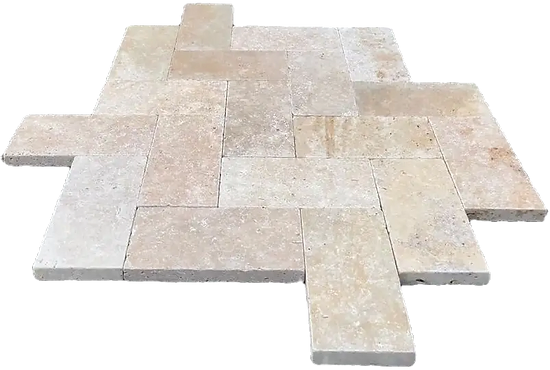 Ivory Standard Tumbled Travertine Pavers | Mega Stone