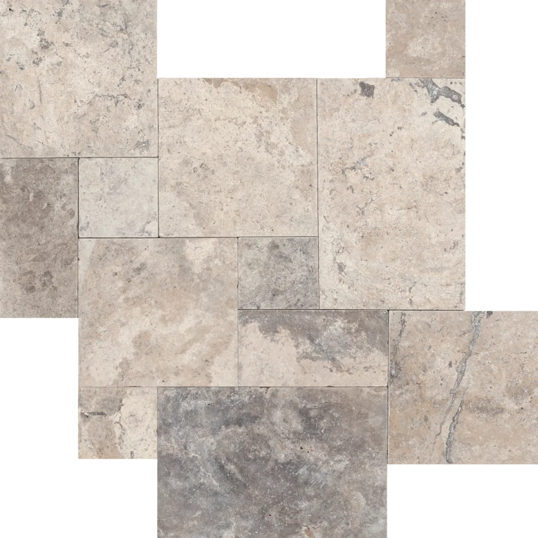 Silver Premium Tumbled Travertine Pavers | Mega Stone
