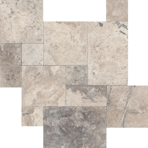 Silver Premium Tumbled Travertine Pavers | Mega Stone