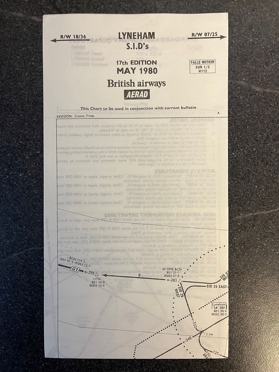 AERAD British Airways Lyneham SIDs chart 1980 | Doors2Manual