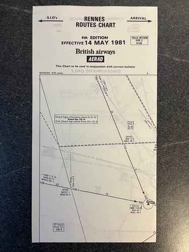 AERAD British Airways Rennes Routes Chart 1981 | Doors2Manual