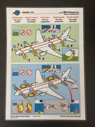 Airtours B757 safety card | Doors2Manual