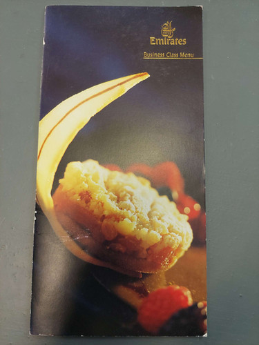 Emirates Business class menu | Doors2Manual