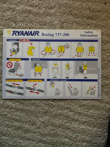 Safety card - Ryanair 737-200 | Doors2Manual