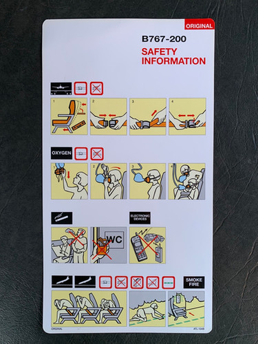 Boeing 767 safety card | Doors2Manual