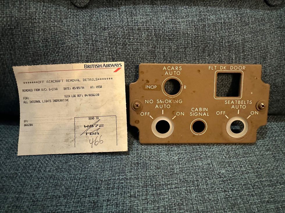 British Airways 747 G-CIVA cockpit light switch front plate | Doors2Manual