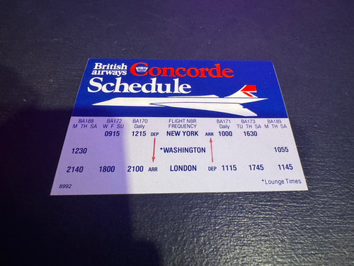 British Airways negus Concorde schedule | Doors2Manual