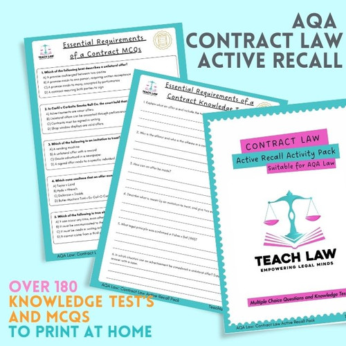 AQA Contract Law Active Recall Pack | Teach Law