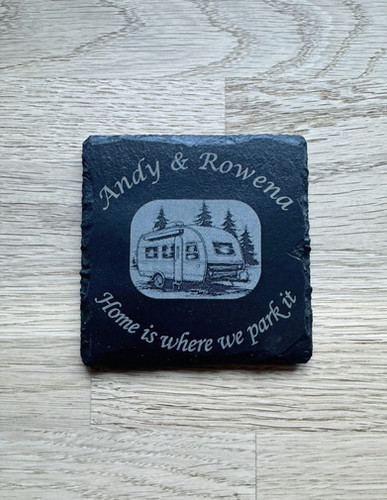 Personalised slate coasters (with caravan image) | KraftGem