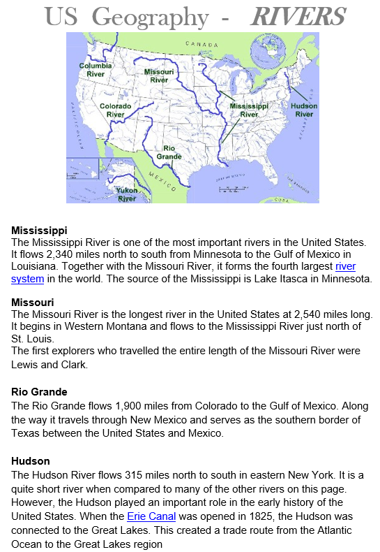 USA Geography RIVERS