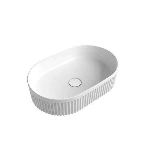 Aulic - Matte White Oval Fluted Countertop Basin #72 | TFB Centre