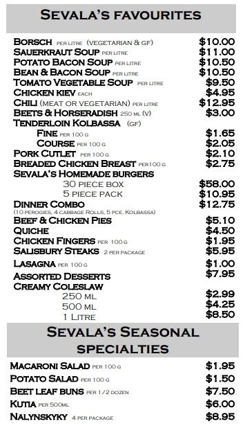 MENU | sevalas