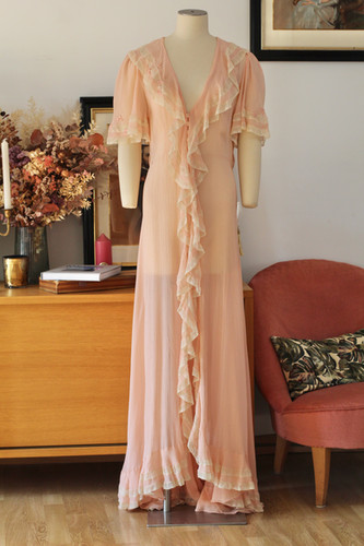 Elégant déshabillé en soie c.1930 - T.XS/L | Habits du dimanche