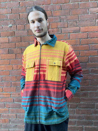 Men's Cotton Ombre Striped Shacket | boomerang