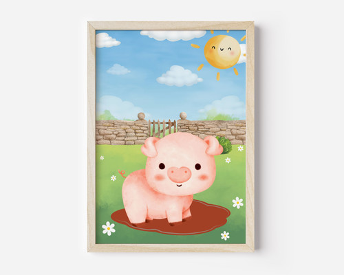 Muddy Pig - Farm Animal Nursery Print | Sweetpea & Sprout