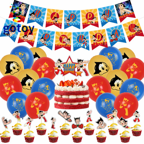 Astro Boy Party Supplies Happy Birthday Banner Balloon Cake Topper ...