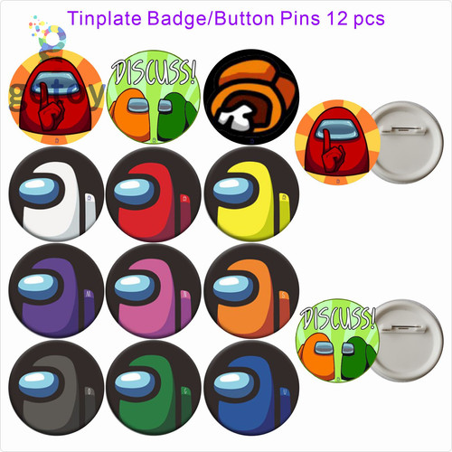 12pcs Among Us Birthday Party Supplies Pin Button Badge 32mm gift | Nzgotoy