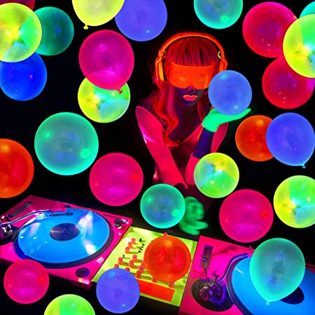 10 Inch 10pcs Colorful Neon Balloons UV Glow Balloons Glow Party ...
