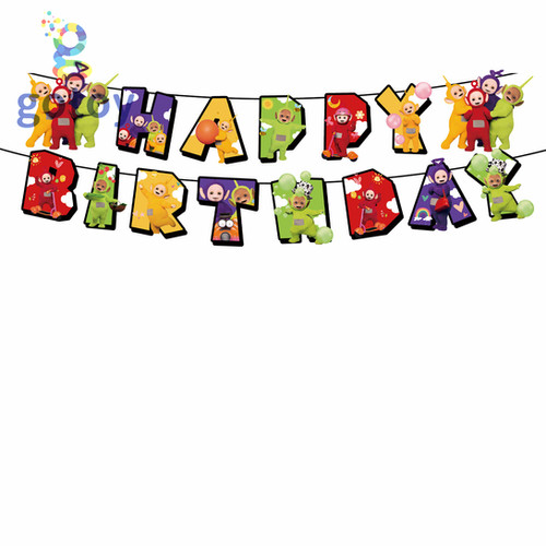 Teletubbies happy birthday paper banner | Nzgotoy