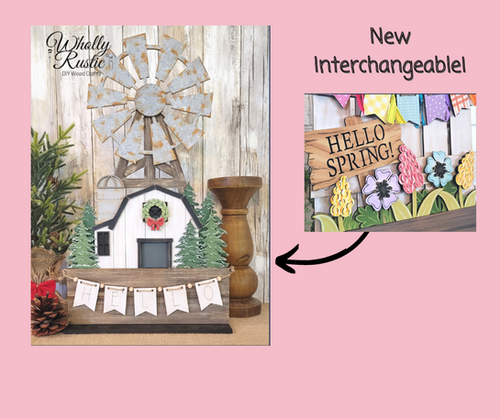 Interchangeable Hello Spring Windmill Shelf Kit! | Wholly Rustic