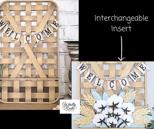 Interchangeable Wheat & Cotton Woven Basket Sign Kit! | Wholly Rustic