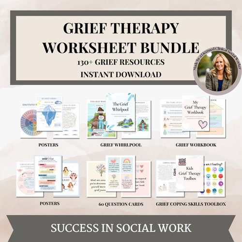 Grief Therapy Worksheet Bundle, Grief and Loss bundle, Grief Whirlpool ...