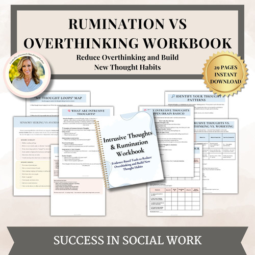 Intrusive Thoughts vs Rumination Overthinking Journal Therapy workbook ...