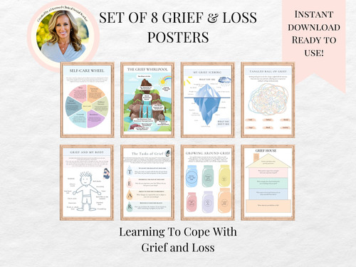 Set of 8 Grief Posters Office Decor Calm Corner Printables Instant ...