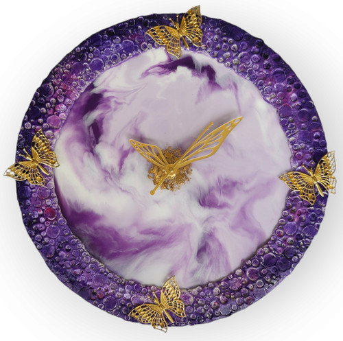 14-Inch Resin Wall Clock with Texture Art - Orchid Resins
