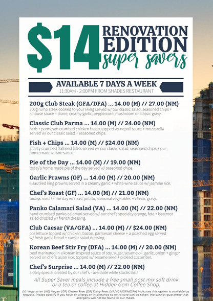 Menus | Club Pine Rivers