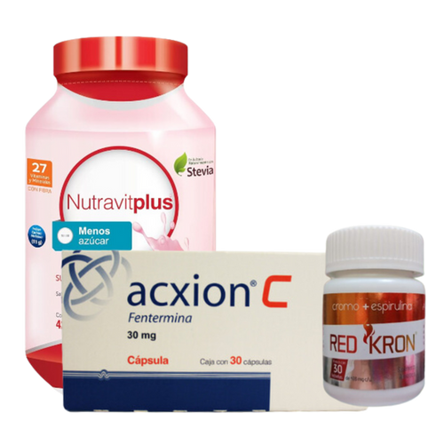 Acxion C fentermina 30mg 30 cápsulas + redkron + nutravitplus ...