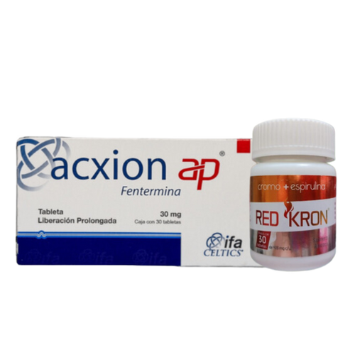 Acxion AP fentermina 30mg 30 tabletas + redkron | Centella Fit