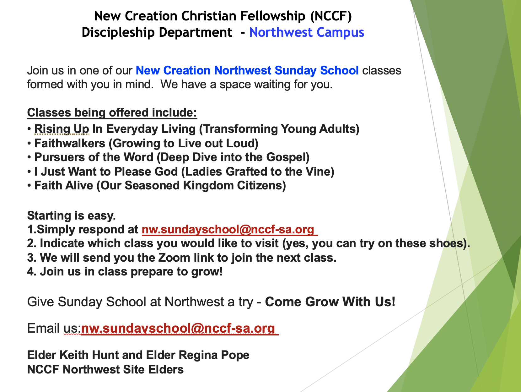 SUNDAY SCHOOL | Nccf2