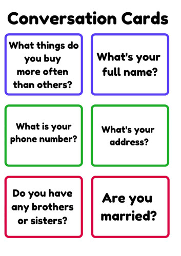 Conversation Cards - Basic level | English with Ana