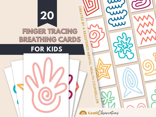 20 Finger Tracing Mindfulness Calm Down Cards | Gentle Observations
