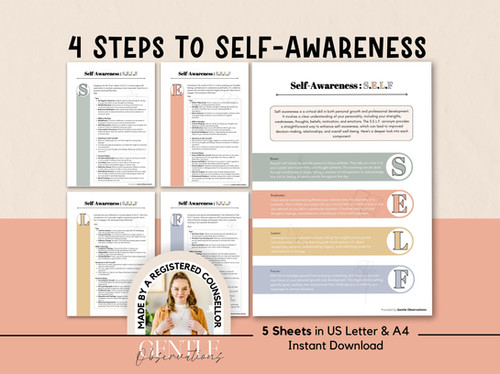 Self Awareness - S.E.L.F - Acronym Psychoeducational Handout | Gentle ...