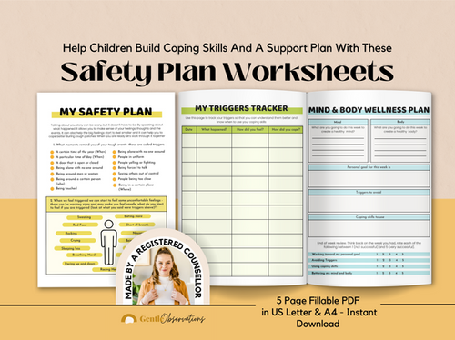 Safety Plan Worksheets For Kids | Gentle Observations