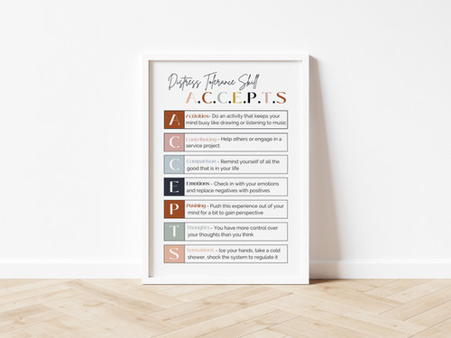 ACCEPTS Poster for Dialectical Behavior Therapy (DBT) | Gentle Observations