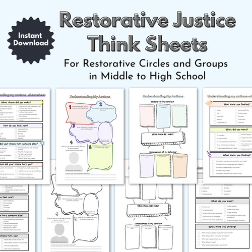 Behavior Analysis Think Sheets for Restorative Justice Circles | Gentle ...