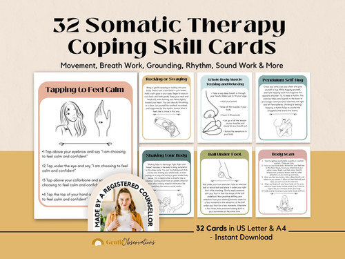 Somatic Therapy Coping Skill Cards Gentle Observations